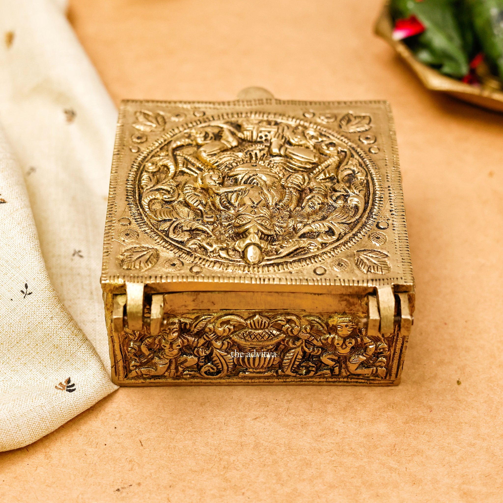 The Advitya | Lord Ganesha Storage Box | Brass Box