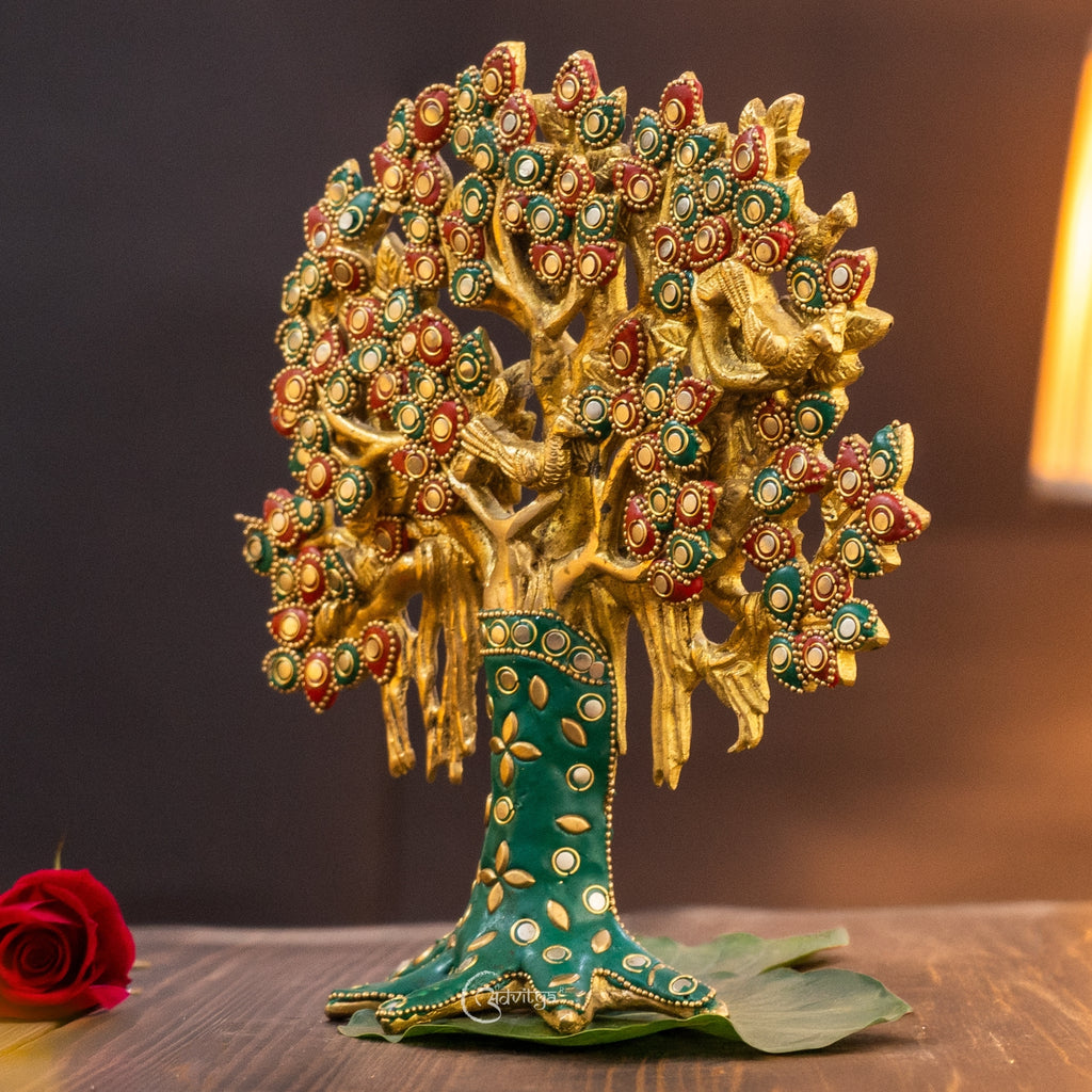 Kalpavriksha Tree Brass Statue with Roots – The Advitya