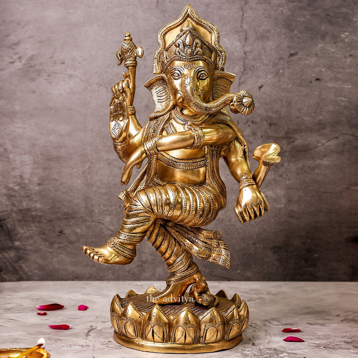 The Advitya | Brass Dancing Ganesh Large | Ganesha Statue