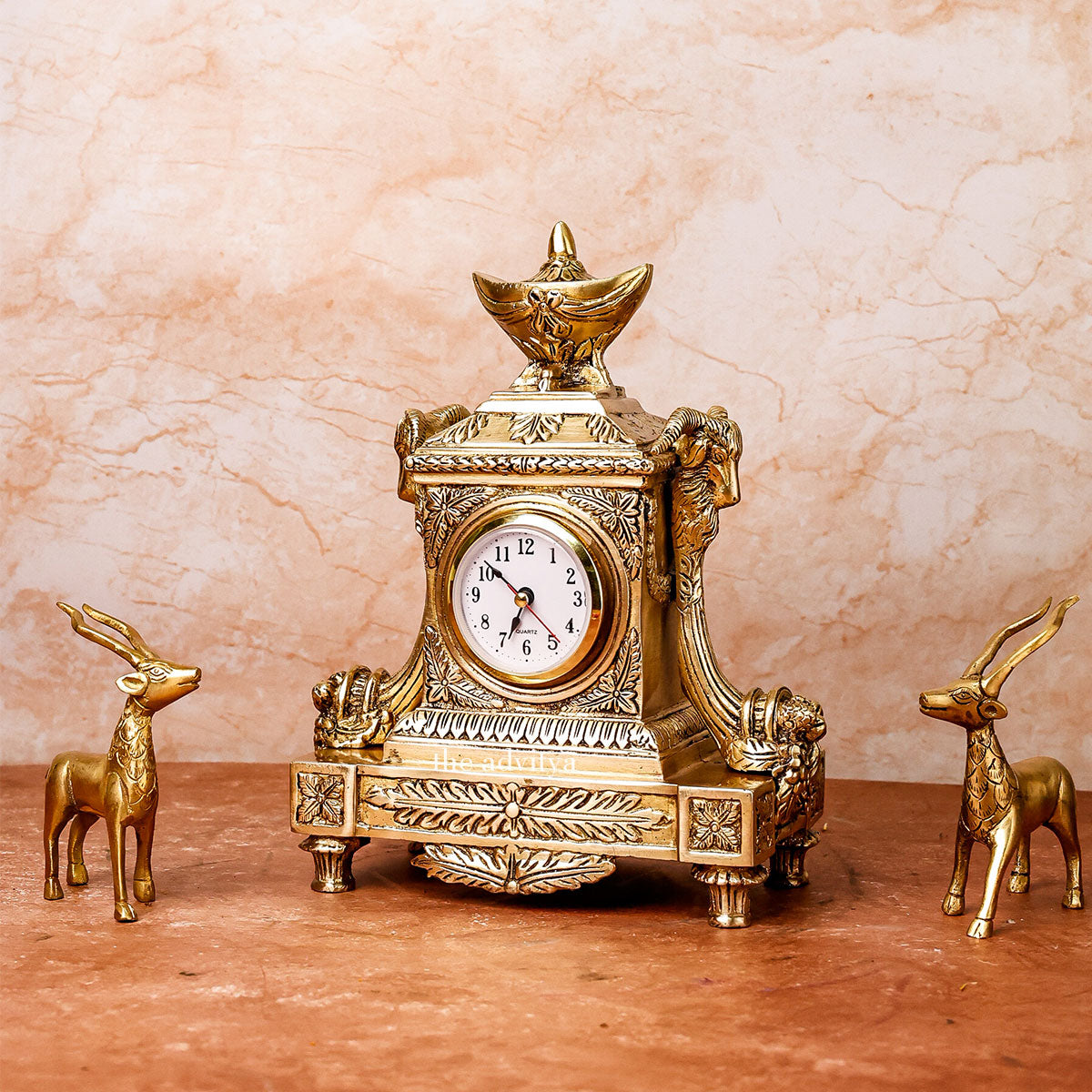 The Advitya | Brass Vintage Square Clock Large