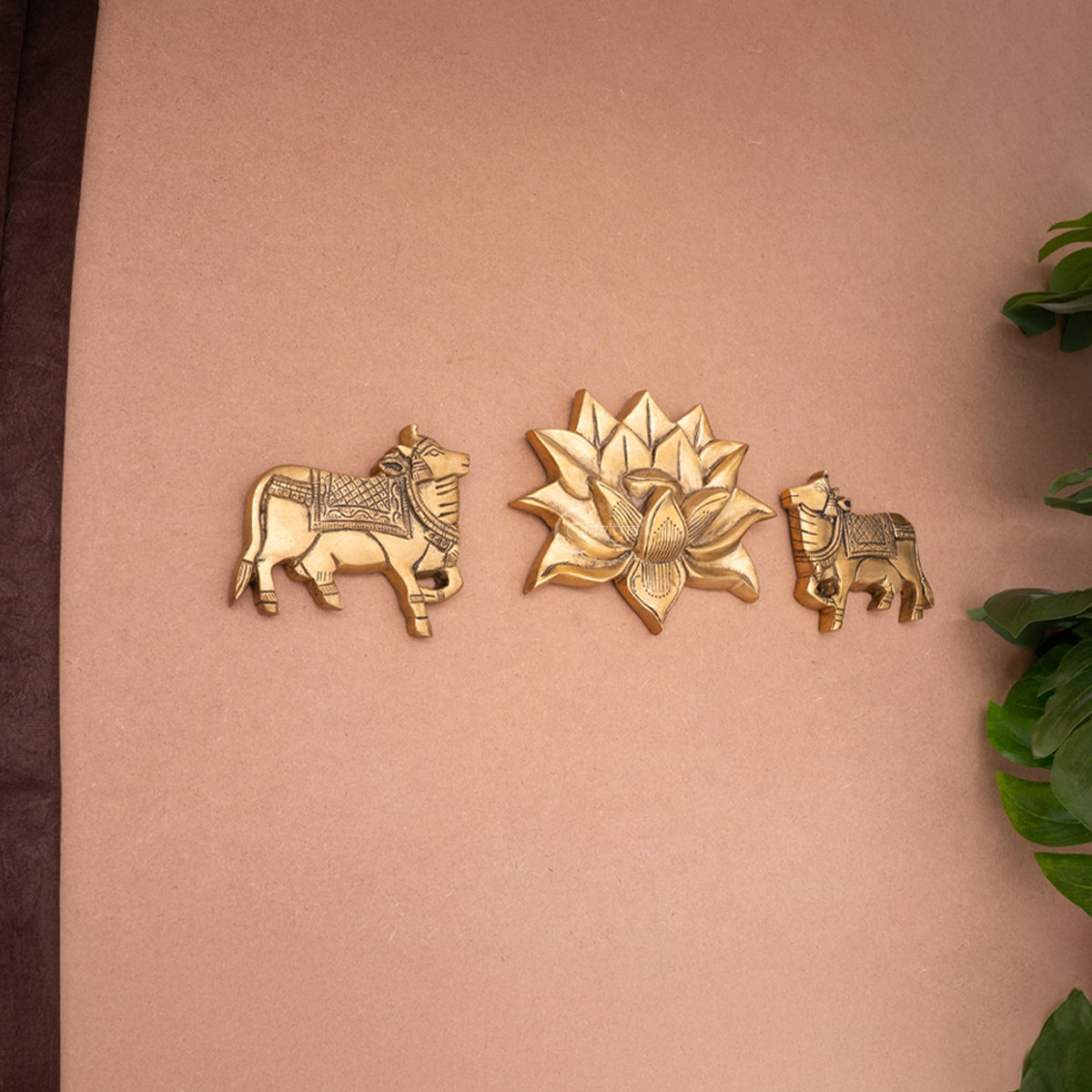 Brass Lotus With Cow Wall hanging – The Advitya