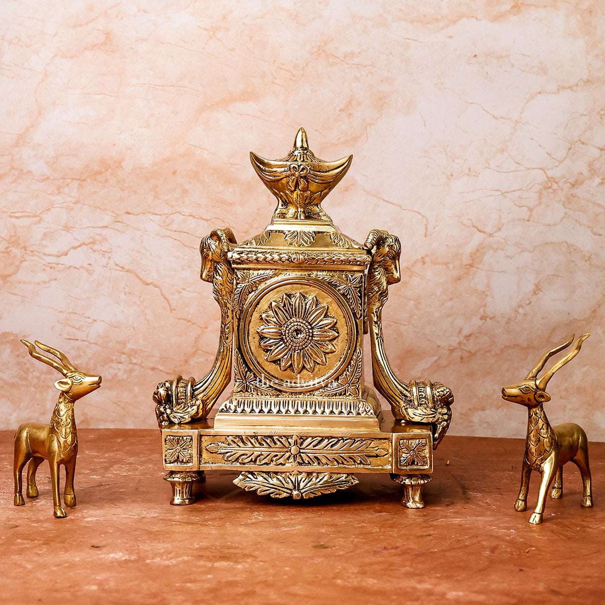 The Advitya | Brass Vintage Square Clock Large