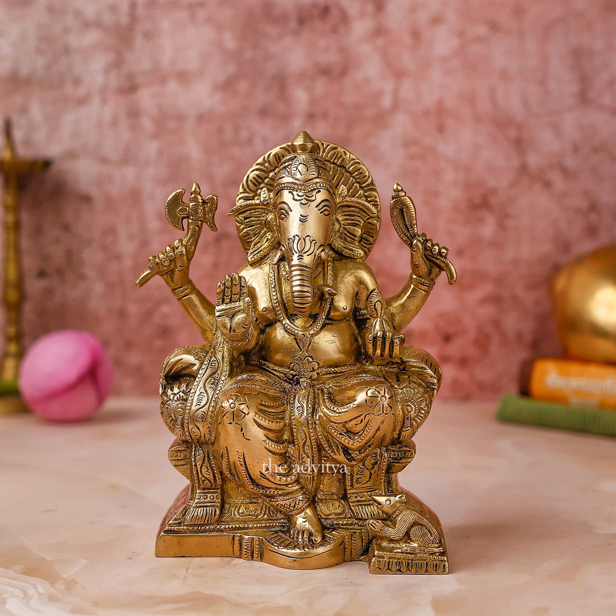 Ganesha Sitting With Mushak | Brass Ganpati Statue| Ganesha Statue ...