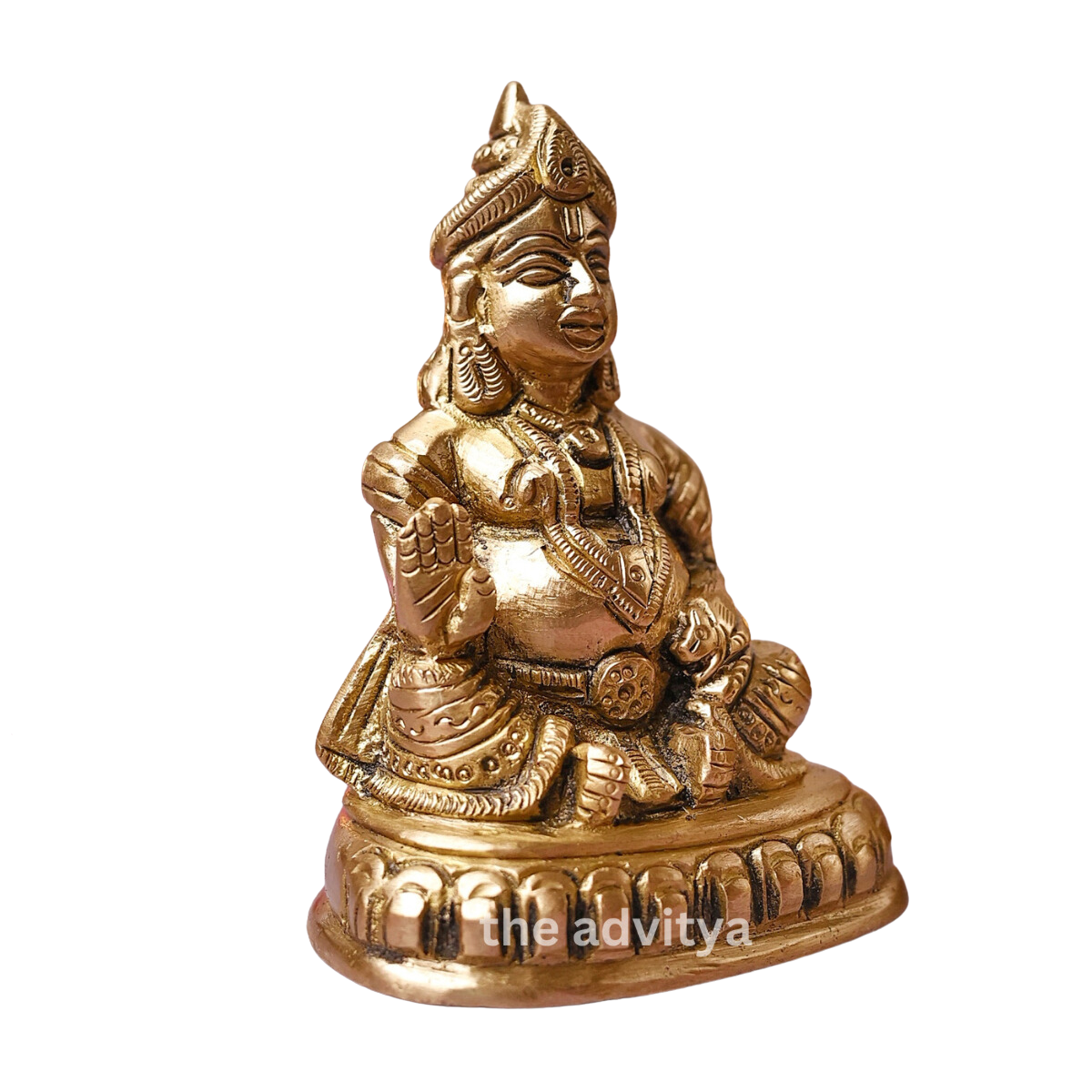 The Advitya | Brass Kubera Staue Sitting On Base | Kubera Statue