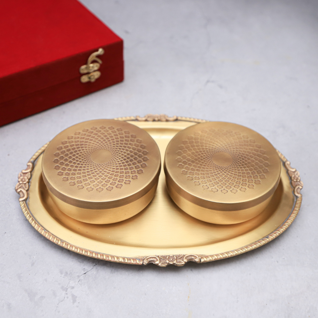 The Advitya | Brass Serving Boxes with Tray