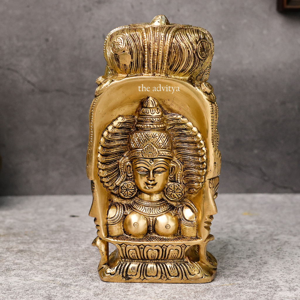 3 Faces Lord Shiva Statue Behind Parvati | Shiva Sculpture – The Advitya