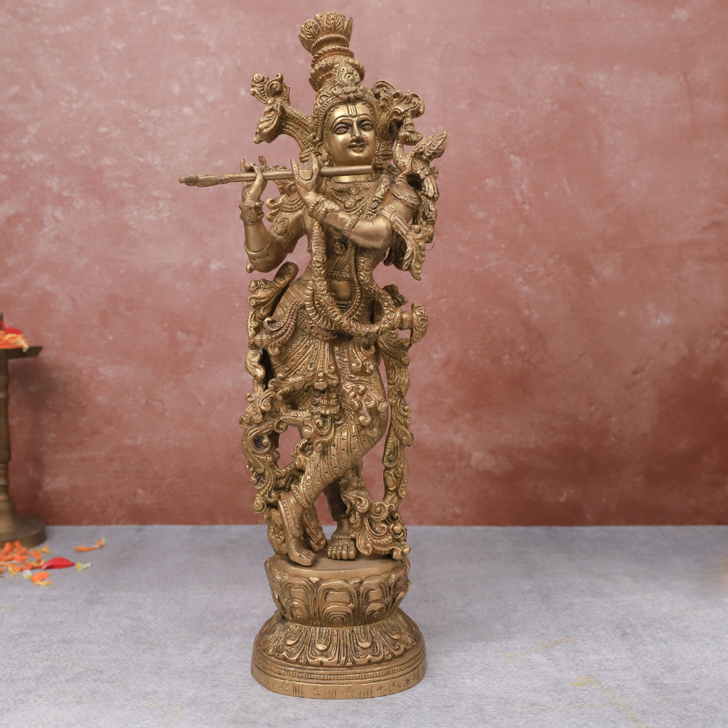 Brass Detailed Radha Krishna Idol – The Advitya
